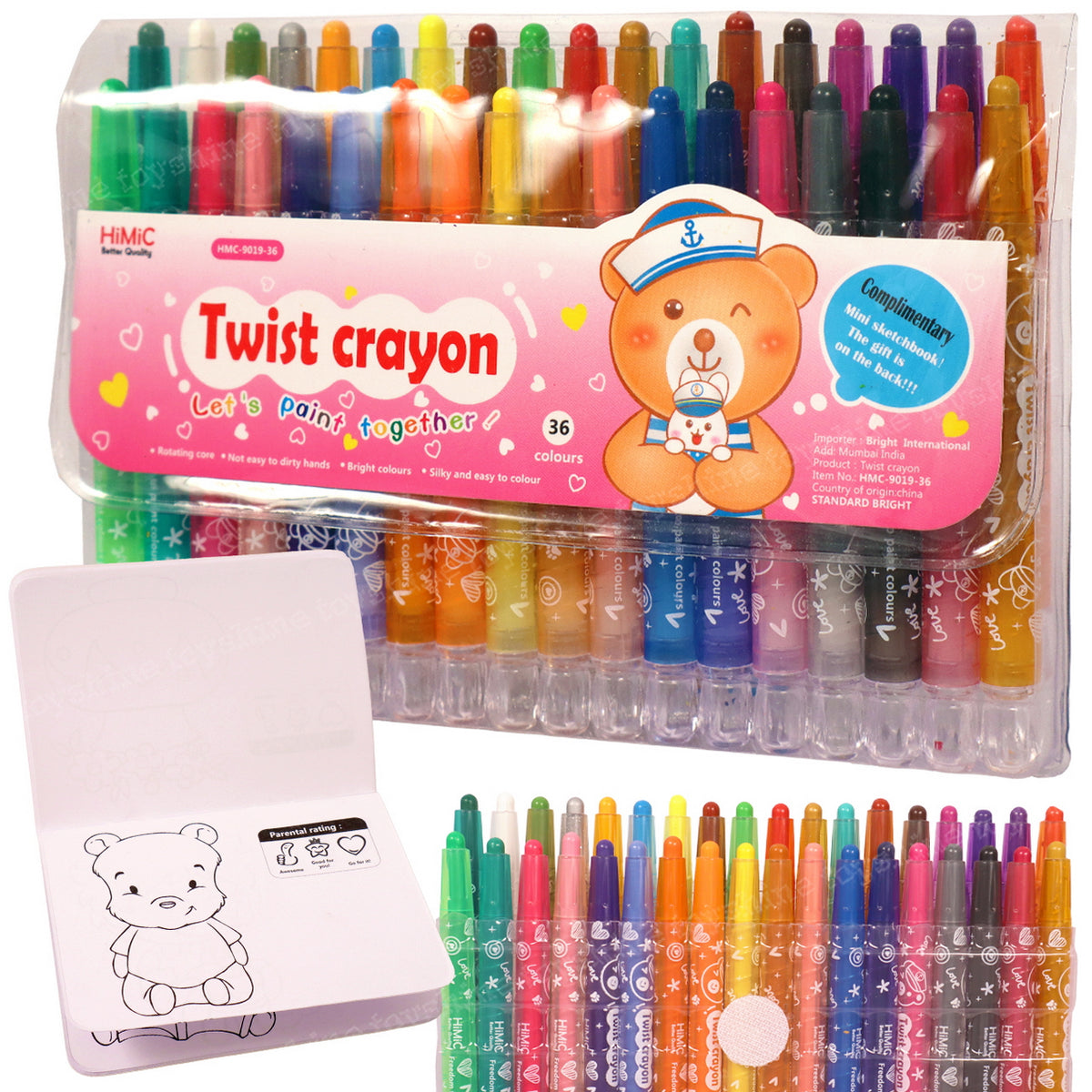 Toyshine 36 Pcs Colors Twist Crayon Colors Set for Kids, Coloring Kit