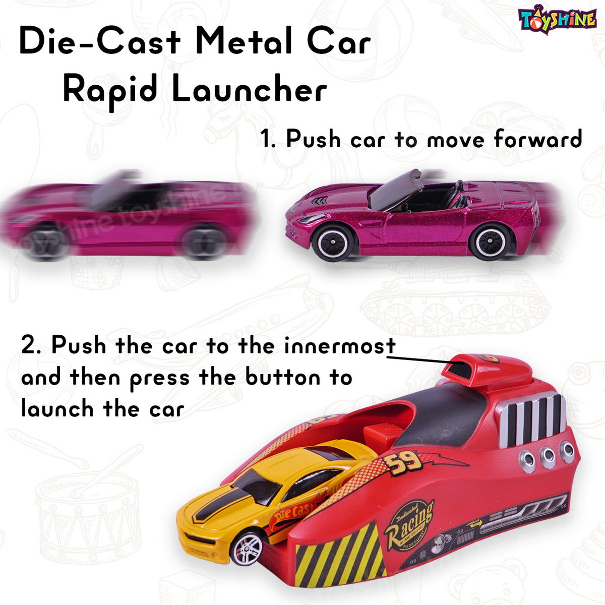 Toyshine Rapid Launcher Play Set Toy with 3 Die Cast Metal Cars Toddle