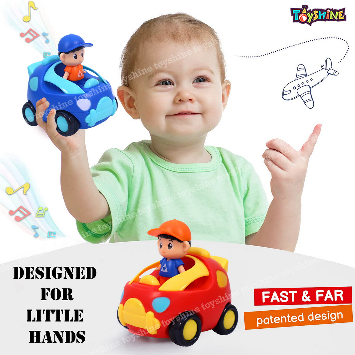 Toyshine Pack of 4 Push and Go Play Set Friction Powered Toys for Kids