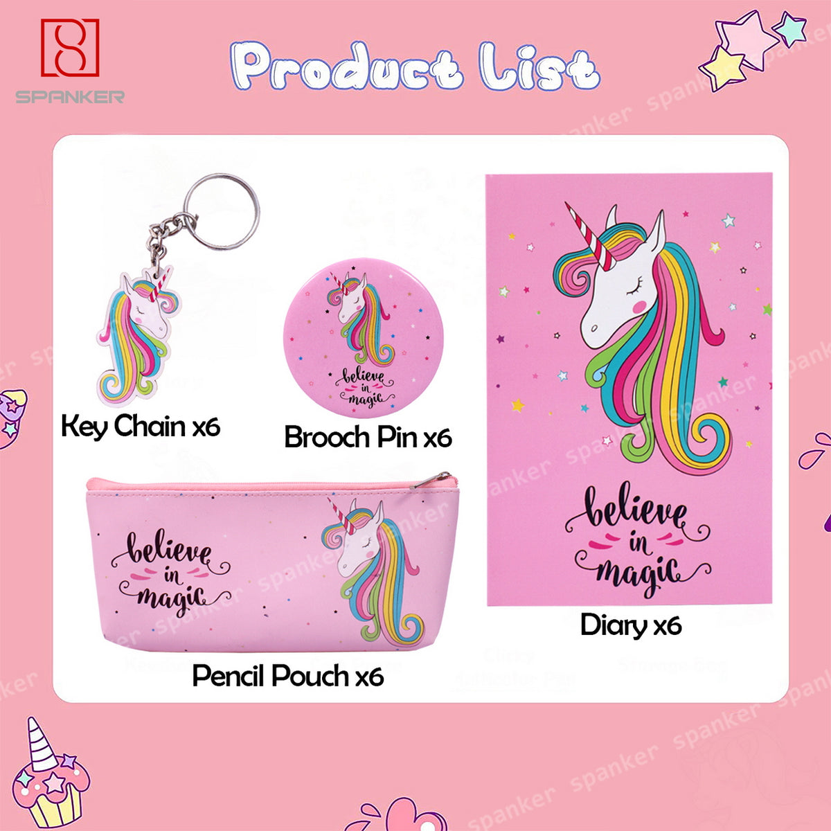 Toyshine Unicorn Diary and Pouch with key chain and badge combo for Gi