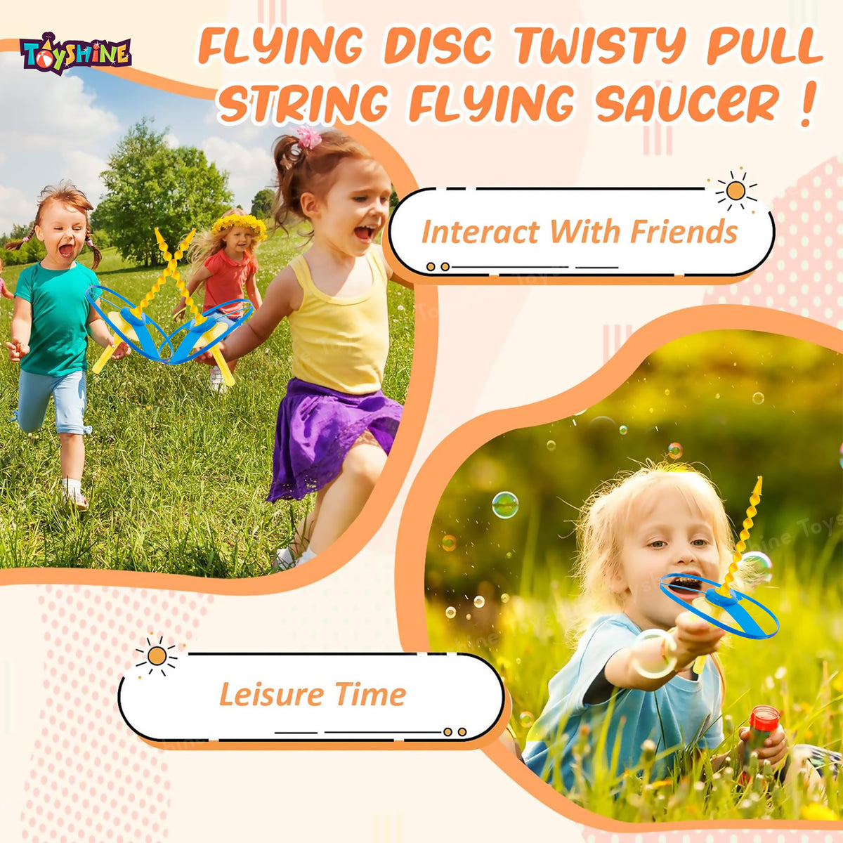 Toyshine Twisty Pull String Flying Saucer Fly and Catch Helicopter Toy