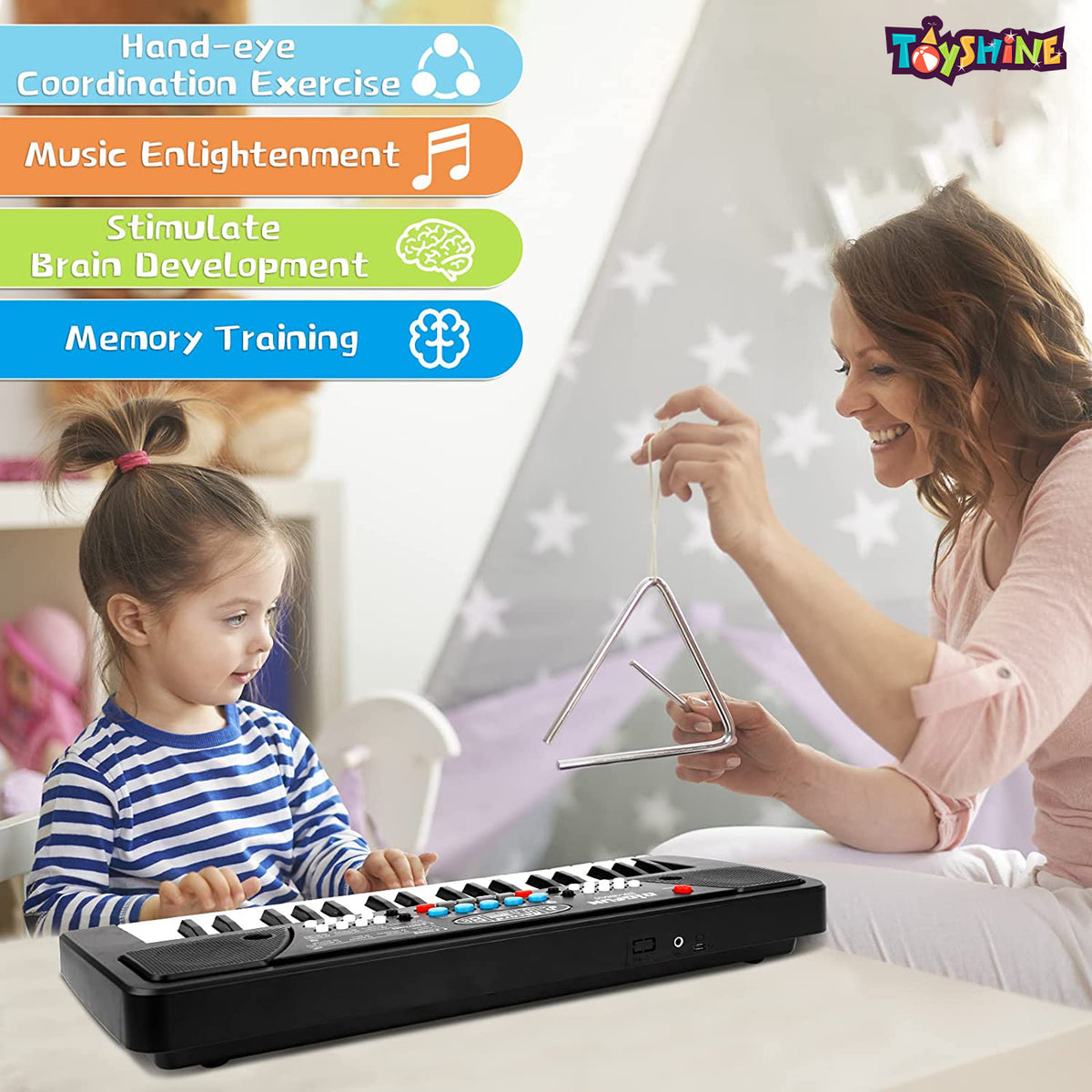 Toyshine 37 Key Piano Keyboard Toy for Kids DC Power Option + Recordin