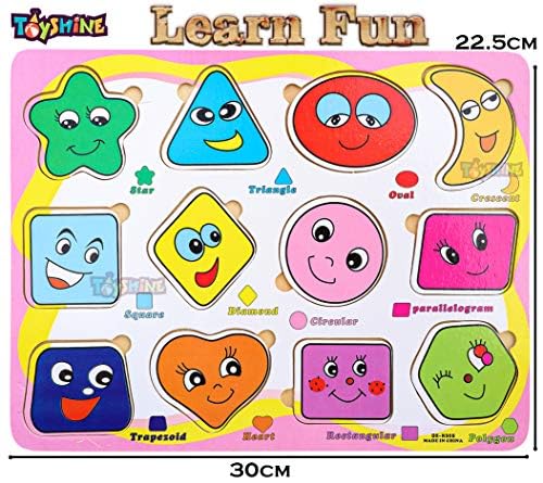 Toyshine 3 in 1 Wooden Picto-Puzzle ABC, 123 (1-20) and Shapes Puzzle