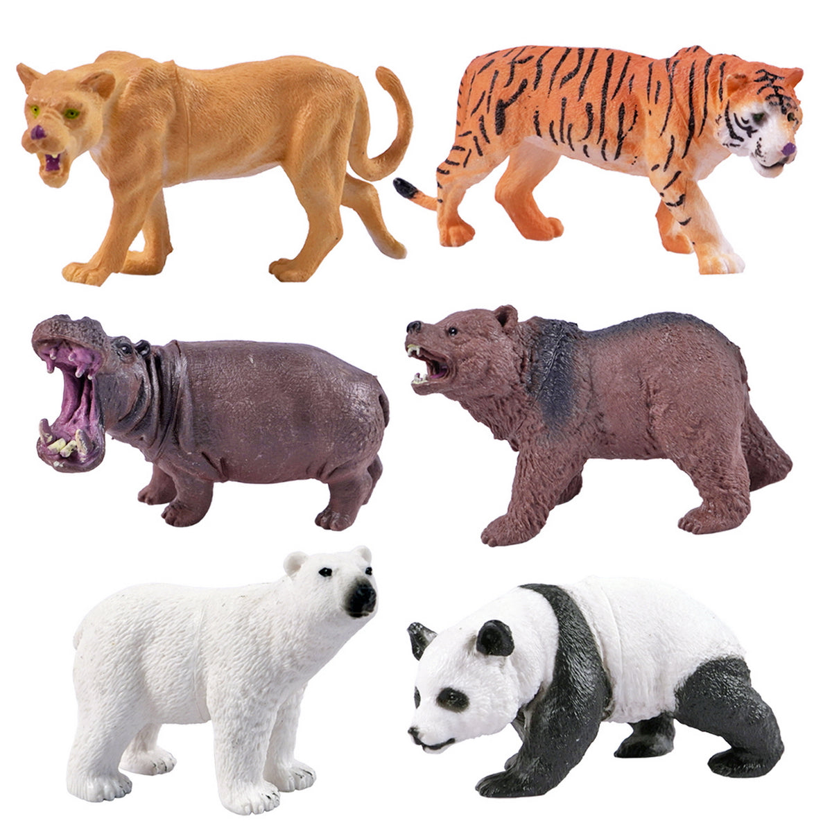 Toyshine 6 Pc Big Size Safari Animals Figures Toy Realistic Mini Jungl