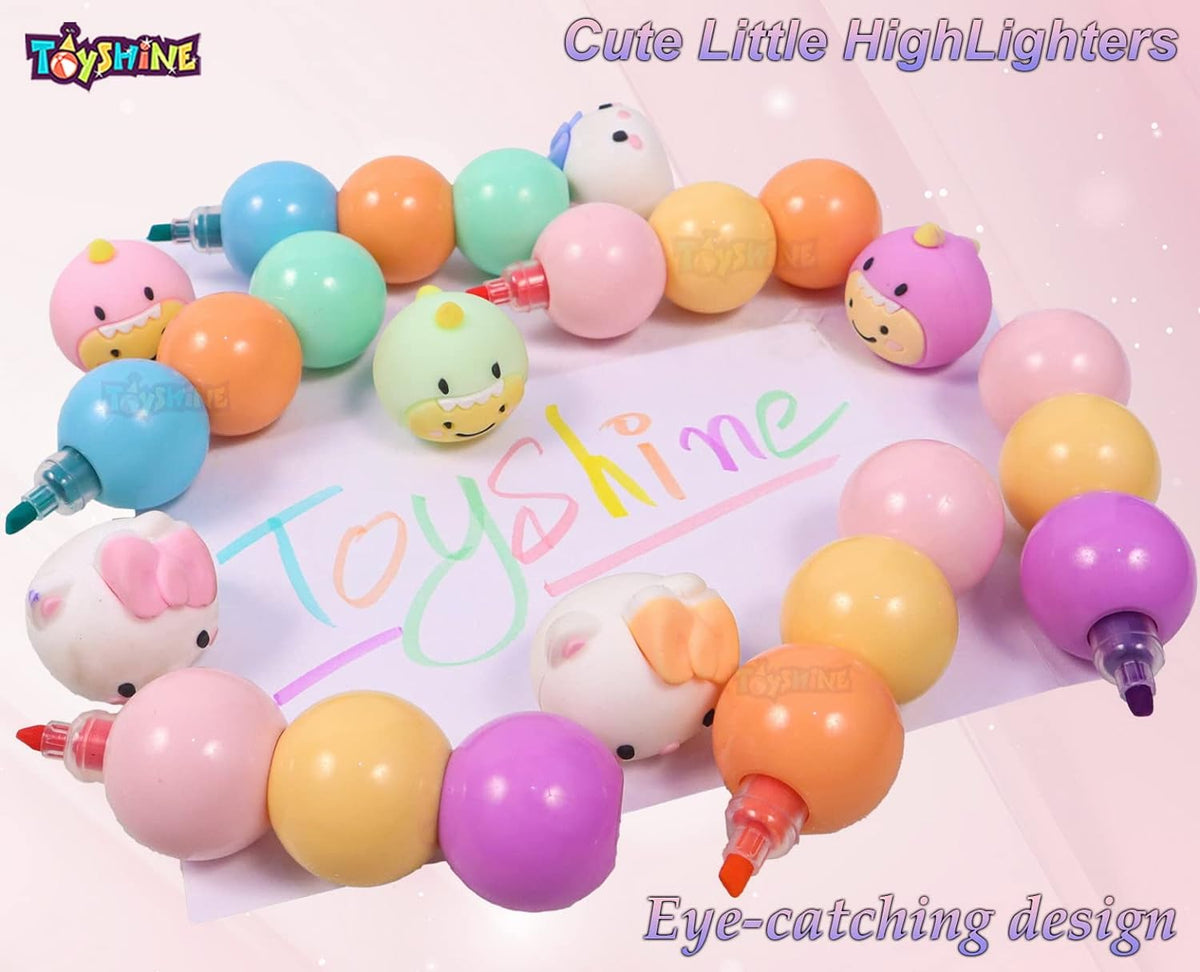 Toyshine 6 Cute Cartoon Highlighter Set For Kids,Marker Pen-Birthday P